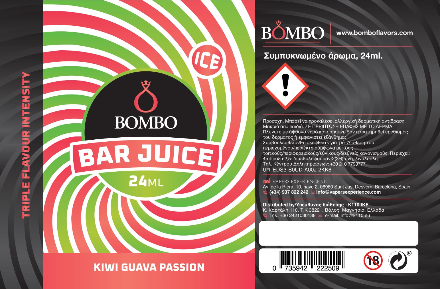 Bombo Bar Juice Kiwi Guava Passion 24ml-120ml Flavorshot